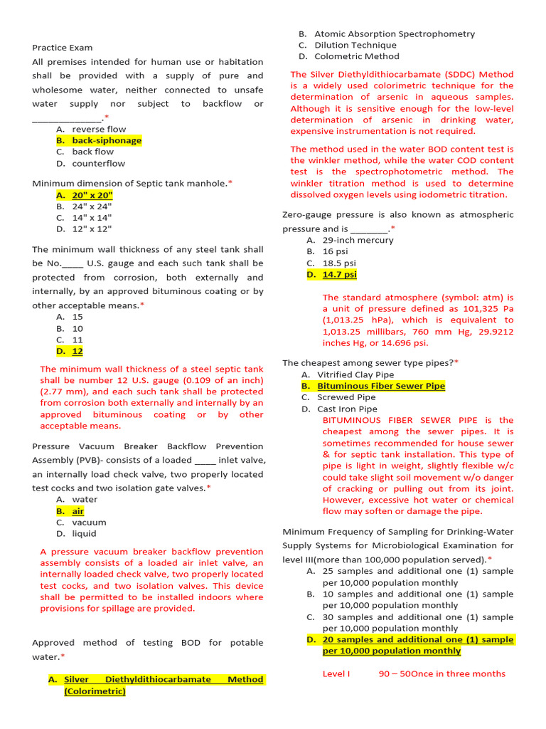 Practice Exam - For Topic 6 | PDF | Plumbing | Pipe (Fluid Conveyance)