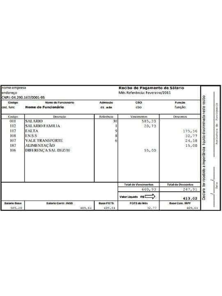 Modelo de Contracheque Editável Download | PDF