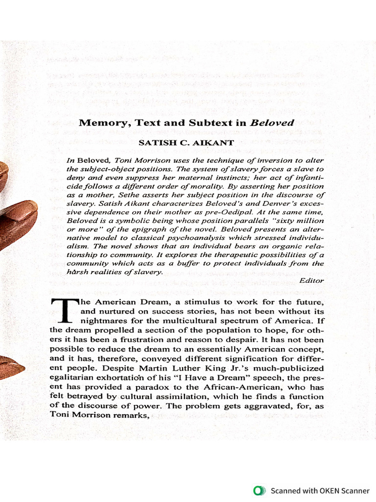 Memory in Beloved | PDF