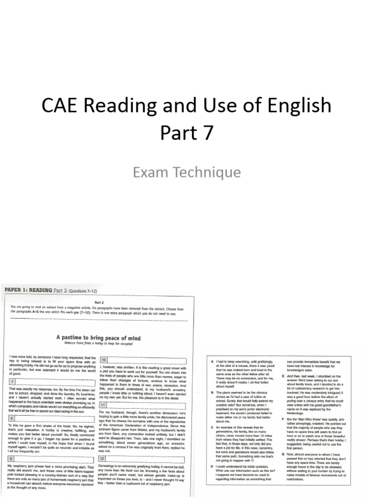 C1 Advanced Reading Part 7 UPDATE | PDF
