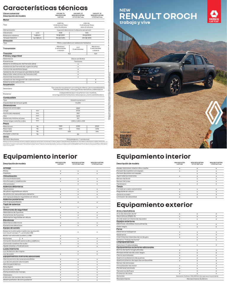 2023 07 28 Ficha Tecnica Oroch Compressed | Descargar gratis PDF | Tecnología de vehículos ...