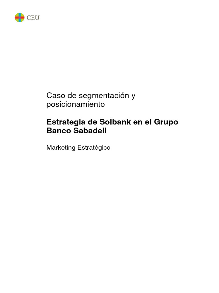 Caso Solbank Segmentacion y Posicionamiento | PDF | Bancos | España