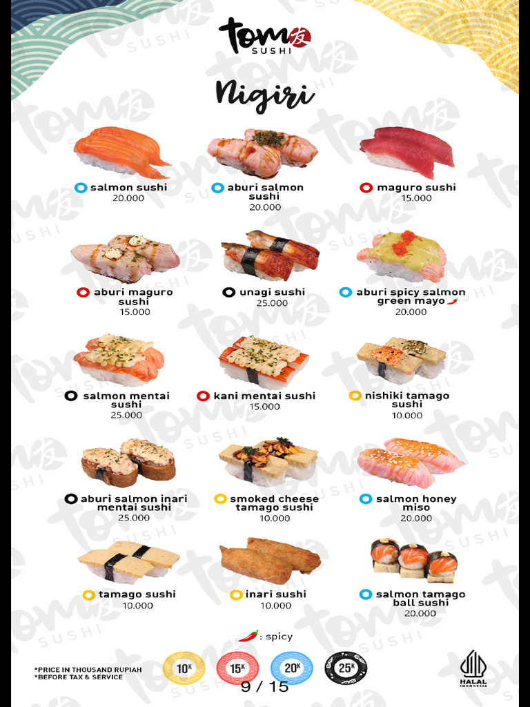 Tom Sushi Dine-In Menu | PDF