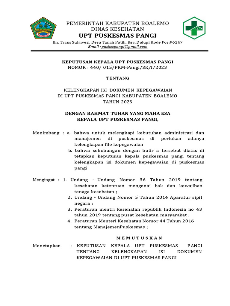 SK Kelengkapan Dok. Pegawai | PDF