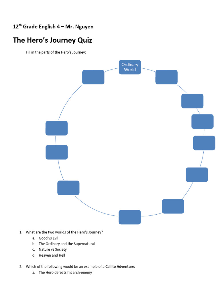 Hero’s Journey Quiz for Students | PDF | Religious Belief And Doctrine ...