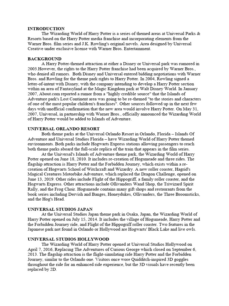 Wizarding World of Harry Potter Guide | PDF | Harry Potter