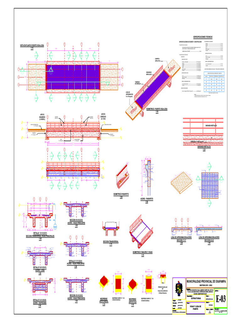 E-3 Puente Viga Losa 1 Via - 15m-Plot | PDF