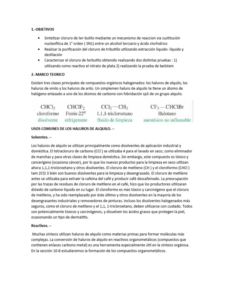 Obtencion de Halogenuros de Alquilo | PDF | Cloro | Cloruro