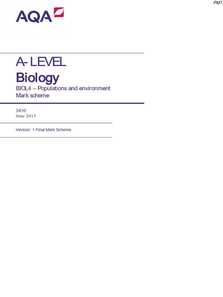 June 2015 MS - Unit 4 AQA Biology A-Level | PDF | Active Site | Soil