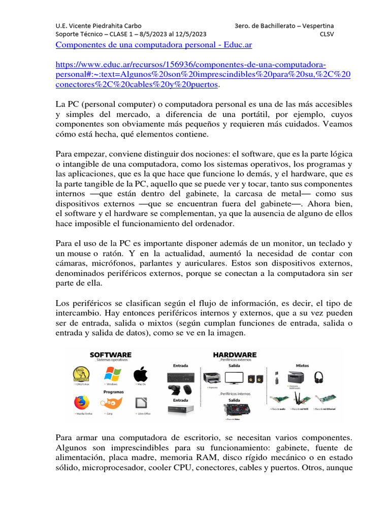 1 - CLASE - Componentes de Una Computadora Personal (8-5-2023 Al 12-5 ... 1 - CLASE - Componentes de Una Computadora Personal (8-5-2023 Al 12-5 ...