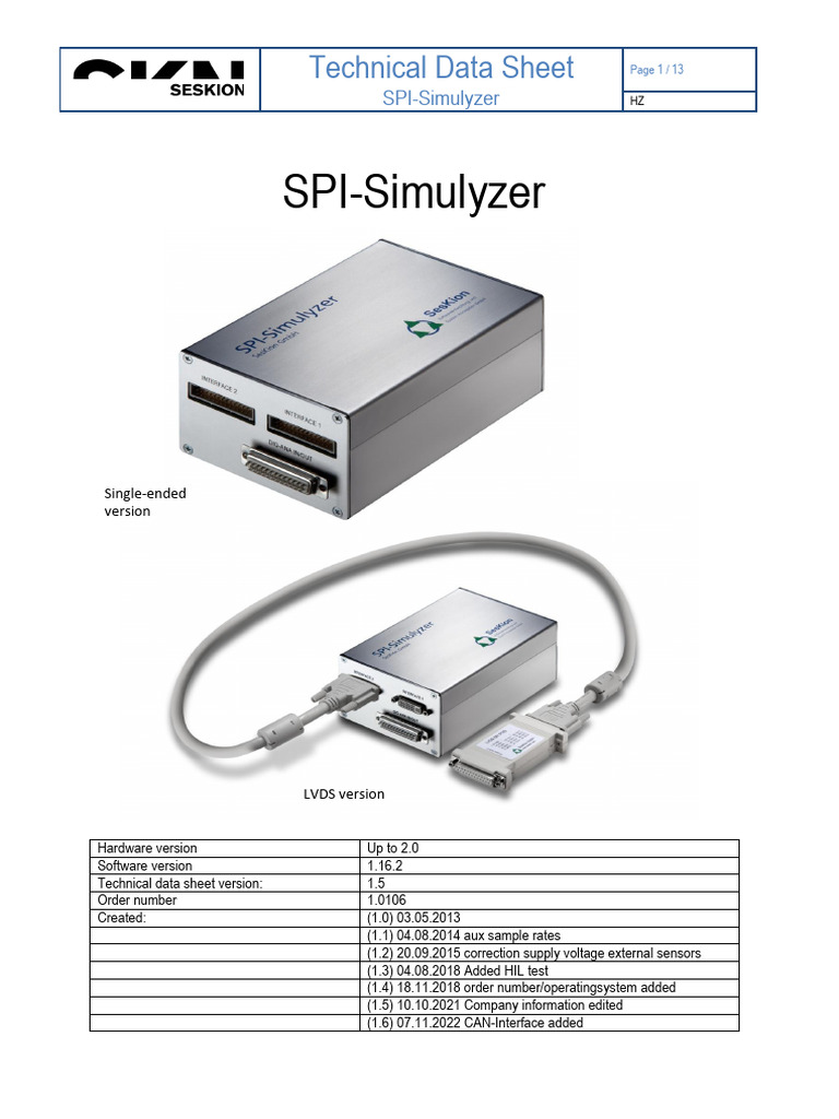 SPI TD Sheet Eng | PDF | Electrical Connector | Computer Engineering