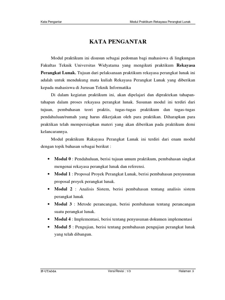 Kata Pengantar Modul Praktikum Rekayasa | PDF
