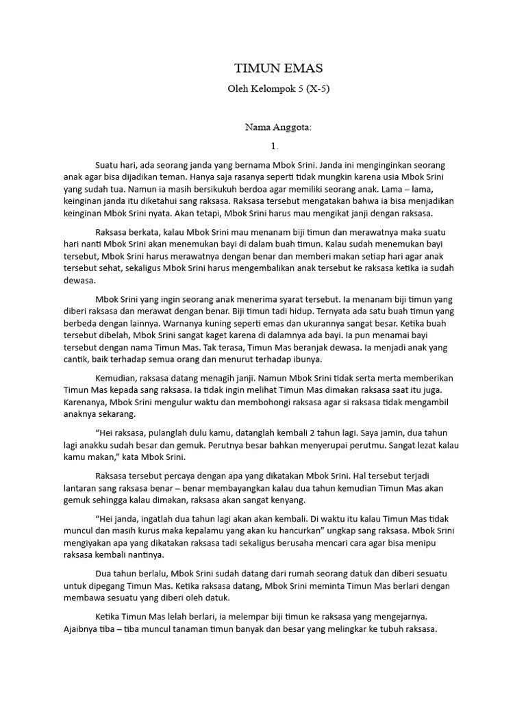 Naskah TIMUN EMAS | PDF