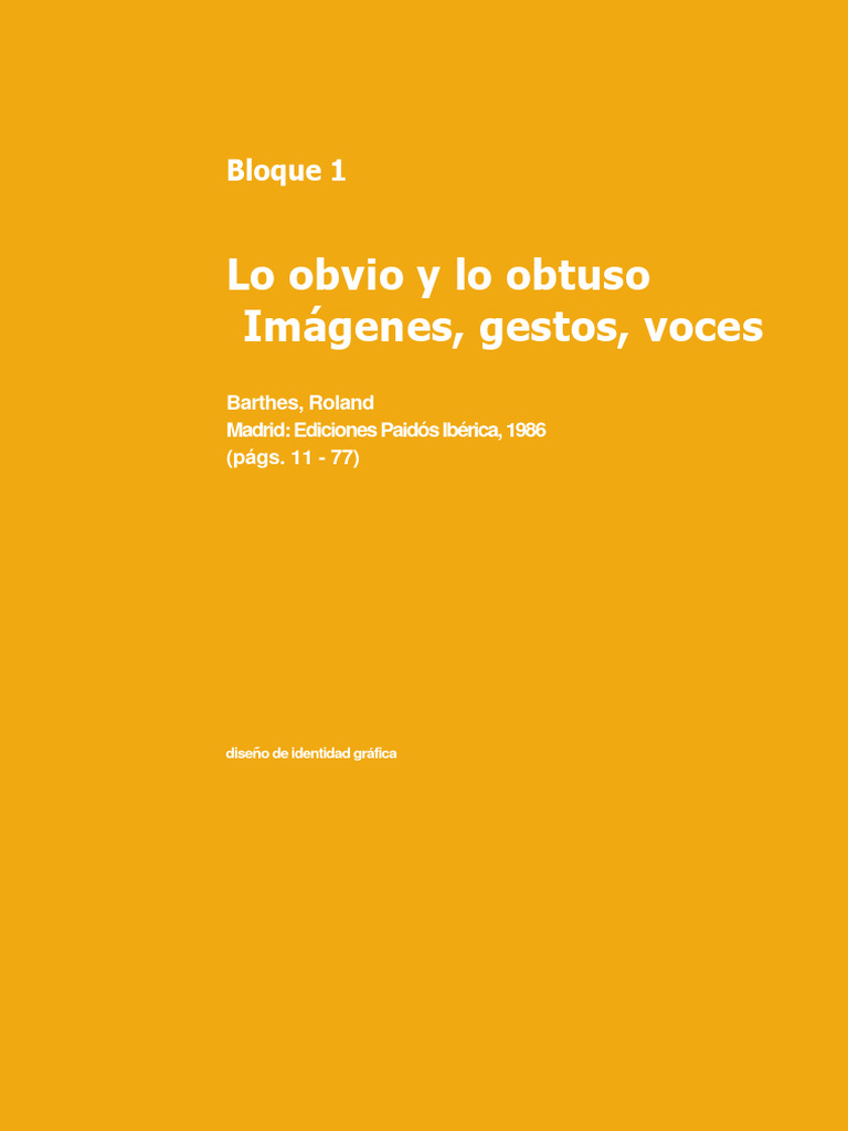 Lo Obvio y Lo Obtuso - Roland Barthes | PDF | Connotación | Analogía