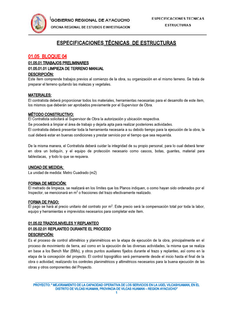 ESPECIFICACIONES TÉCNICAS DE ESTRUCTURAS-BLOQUE 04 Ok | PDF | Hormigón | Cemento