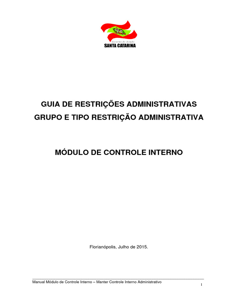 Guia de Restricoes Administrativas Grupo Restricao Administrativa e ...