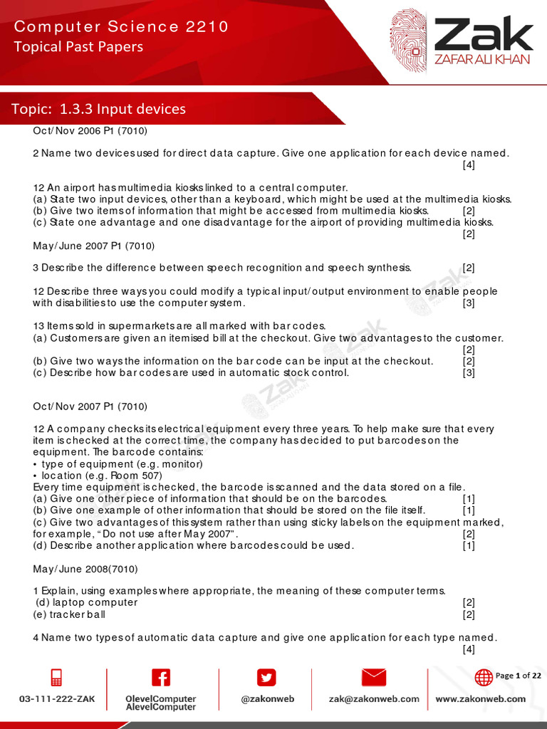 1.3.3 Input Devices | PDF | Barcode | Point Of Sale