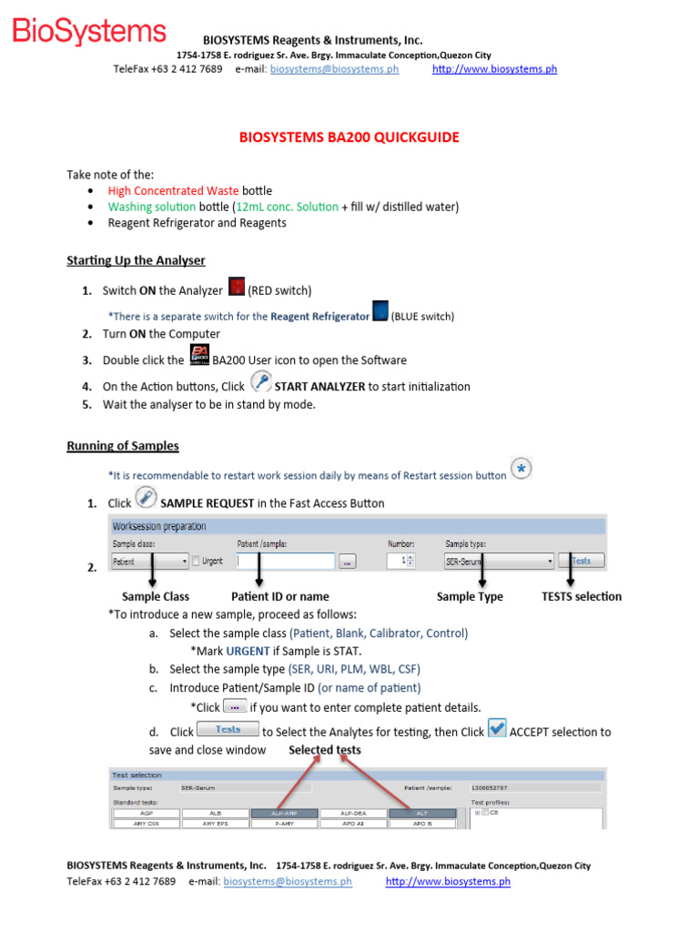 Biosystems Ba200 Quickguide | PDF | Computer Science | System Software