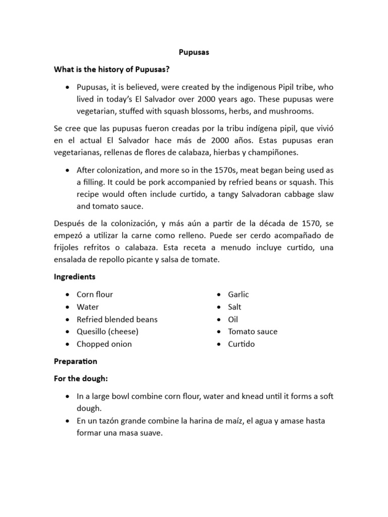 Pupusas Pdf Alimentos Cocina