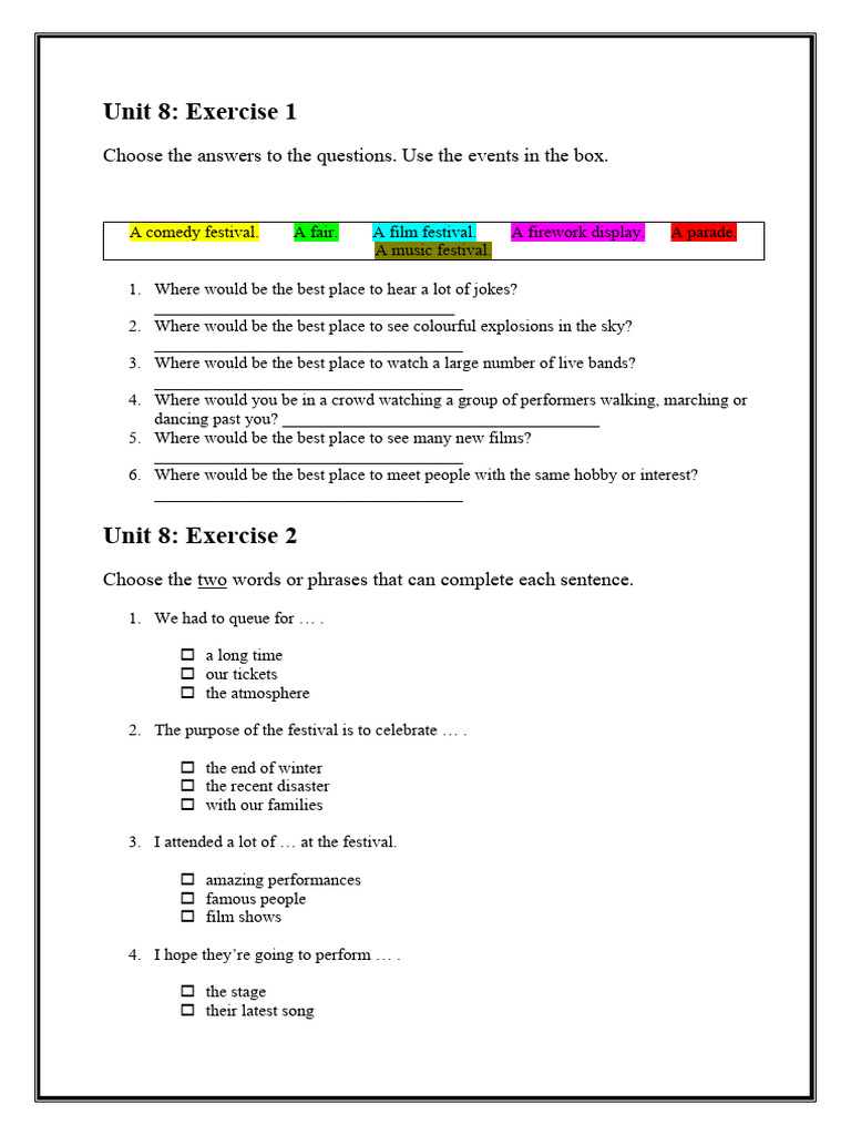 Unit 8 Grammar Exercises | PDF