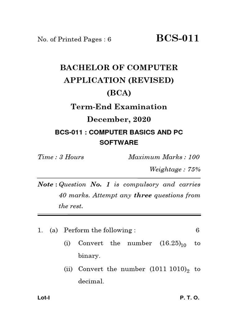 BCS 011 | PDF | Input/Output | Computer Network