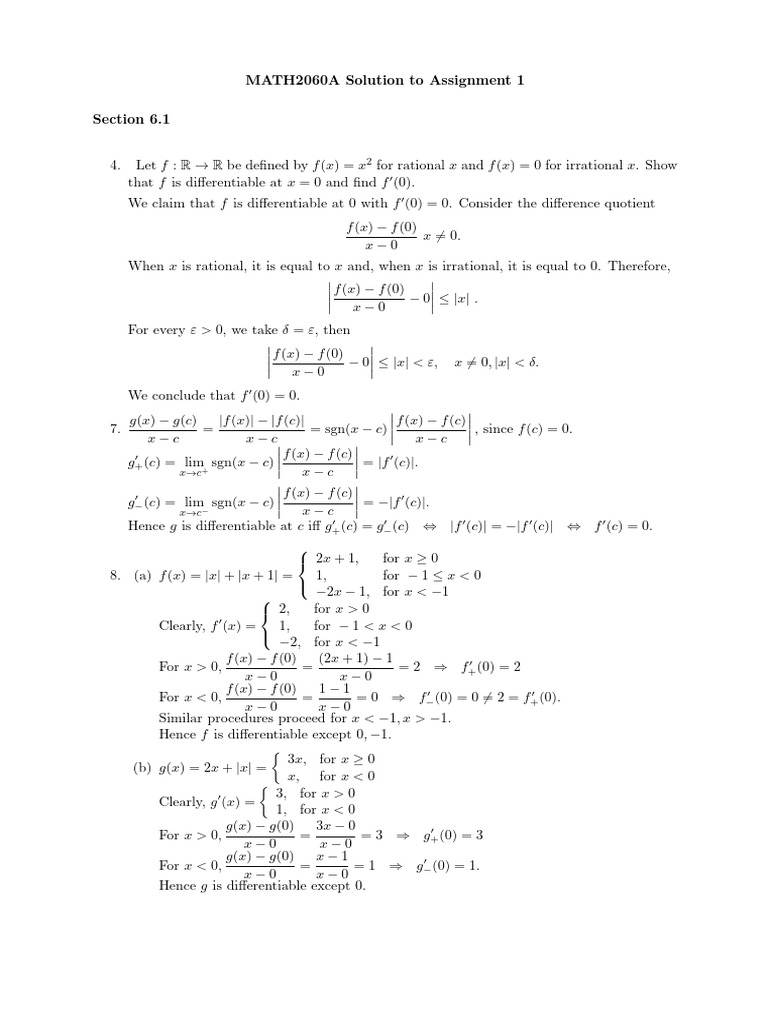 2060 Solution 1 2019 | PDF | Derivative | Function (Mathematics)