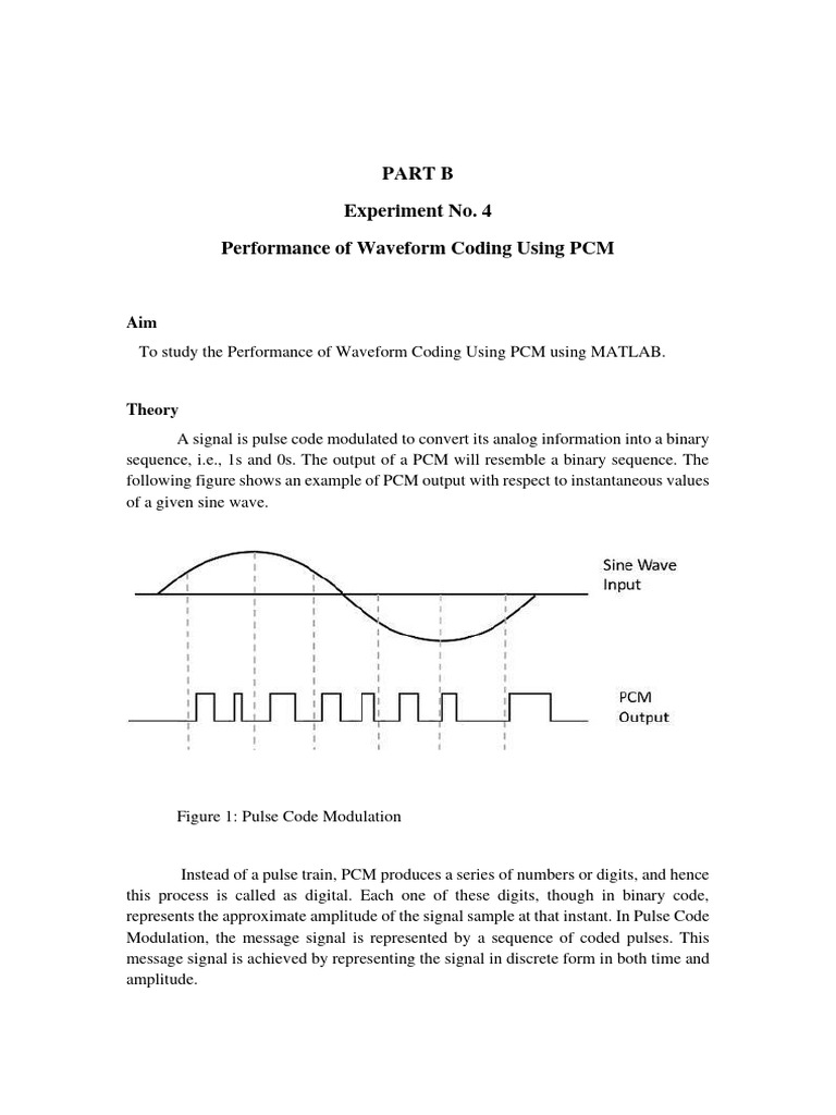 Performance Of Waveform Coding Pcmmatlab Pdf Sampling Signal Processing Signal To Noise