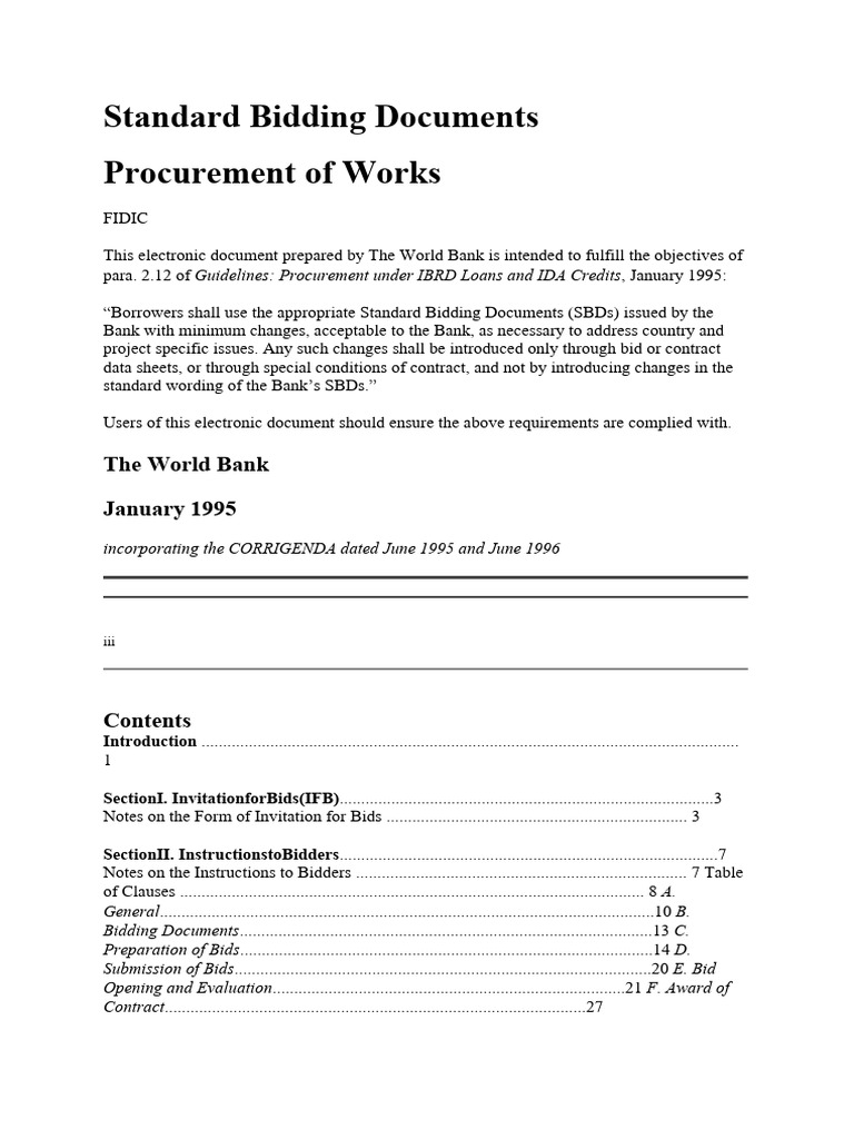 World Bank Standard Bidding Guide | PDF | Specification (Technical ...