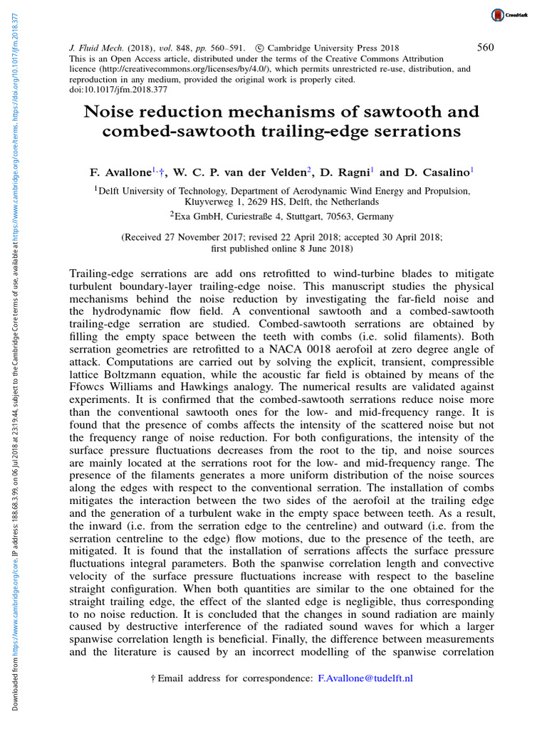 1 Trailing Edge Serration | PDF | Fluid Dynamics | Turbulence