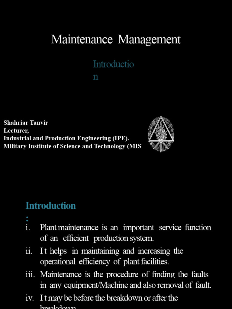Plant Maintenance Management Strategies | PDF | Physical Sciences ...