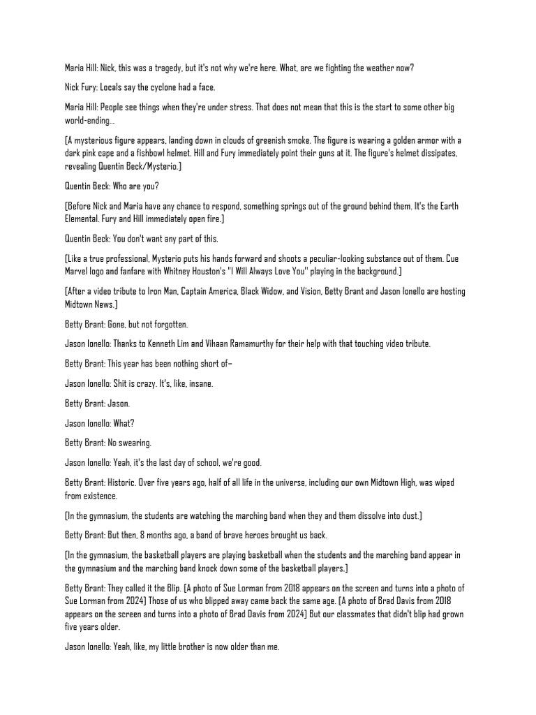 Far From Home Script | PDF | Spider Man