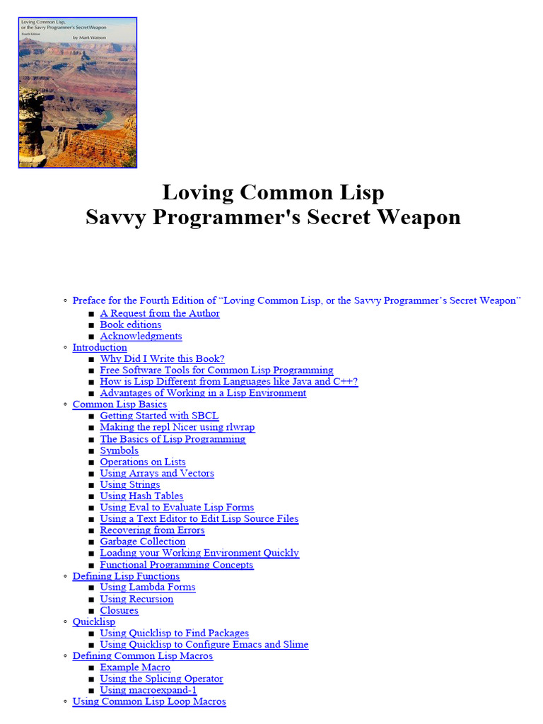 Loving Common Lisp Or The Savvy Programmers Secret Weapon Online Version 4th Ed Mark 0656