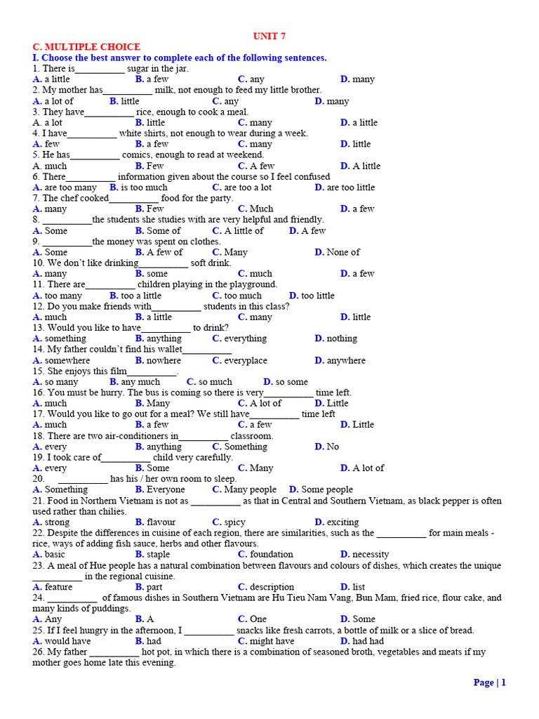 Bài tập Anh 9 theo chuyên đề 3. MULTIPLE CHOICE E9 (UNIT 7-12) N | PDF | Astronauts