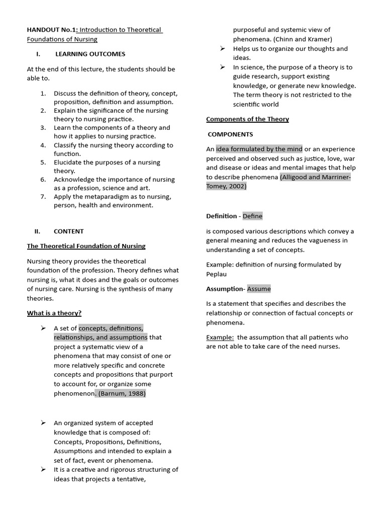 1st Week Lecture (TFN) | PDF | Theory | Nursing