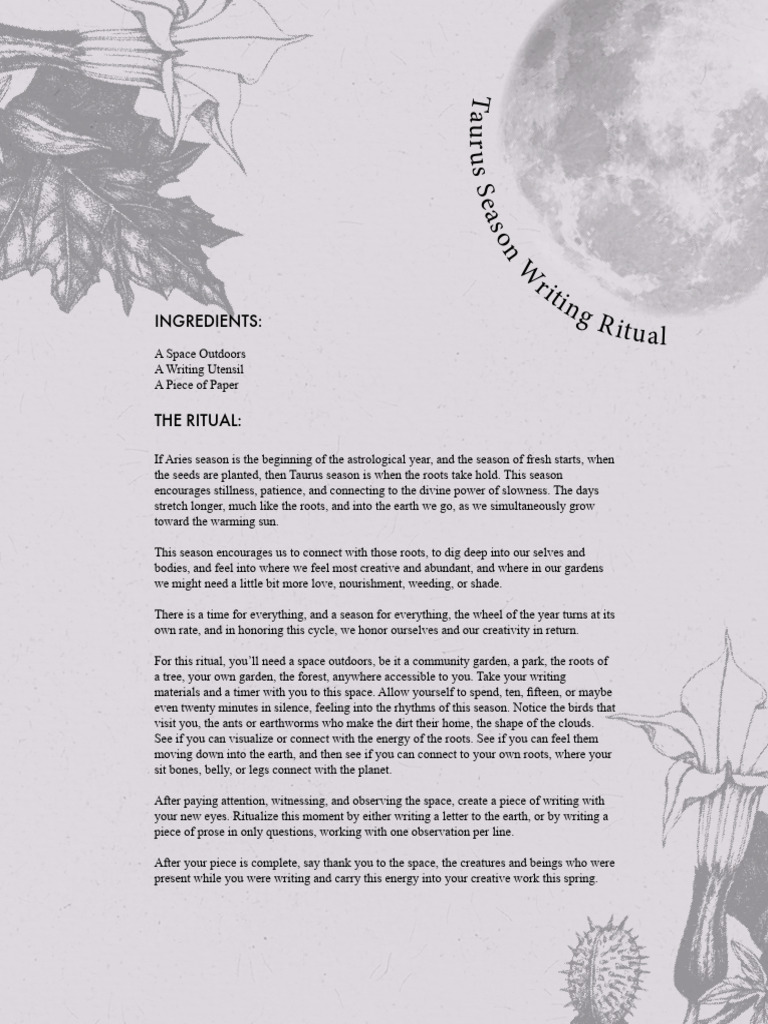 Taurus Season Writing Ritual | PDF | Earth