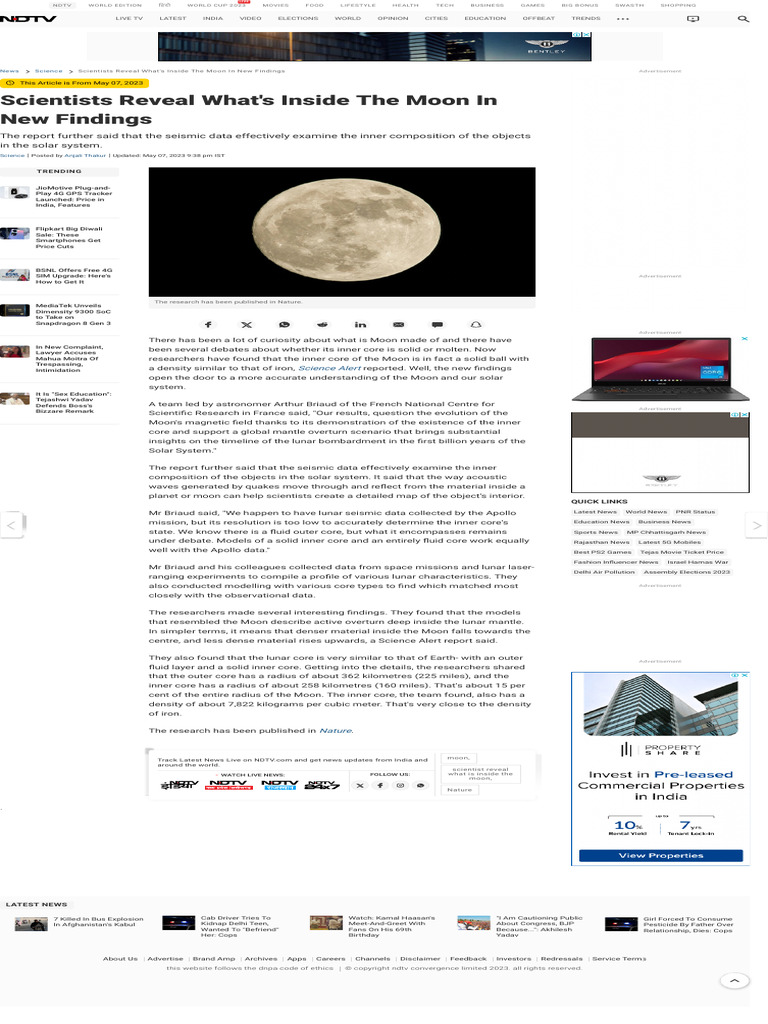 Scientists Reveal What's Inside the Moon in New Findings | PDF | Moon ...