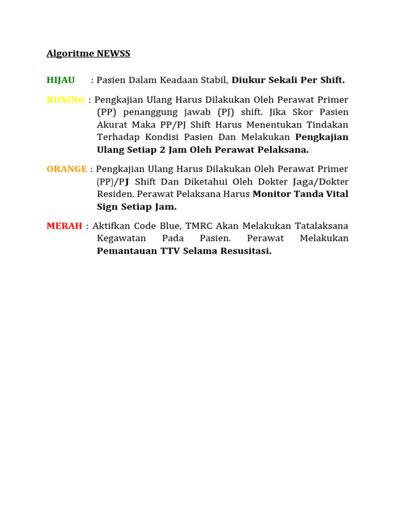 Algoritma EWS untuk Pemantauan Pasien | PDF