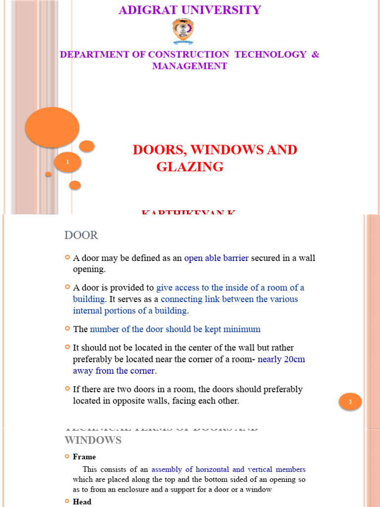 Chapter-1 Door and Windows | PDF | Window | Door