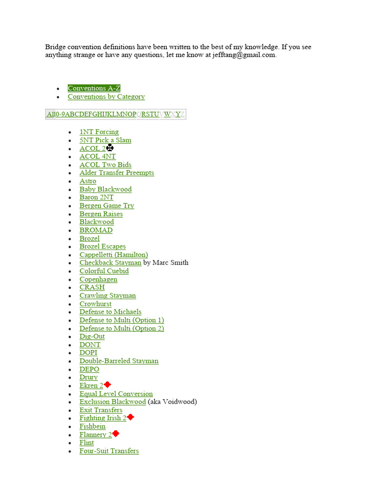 Bridge Convention Definitions Have Been Written To The Best of My ...