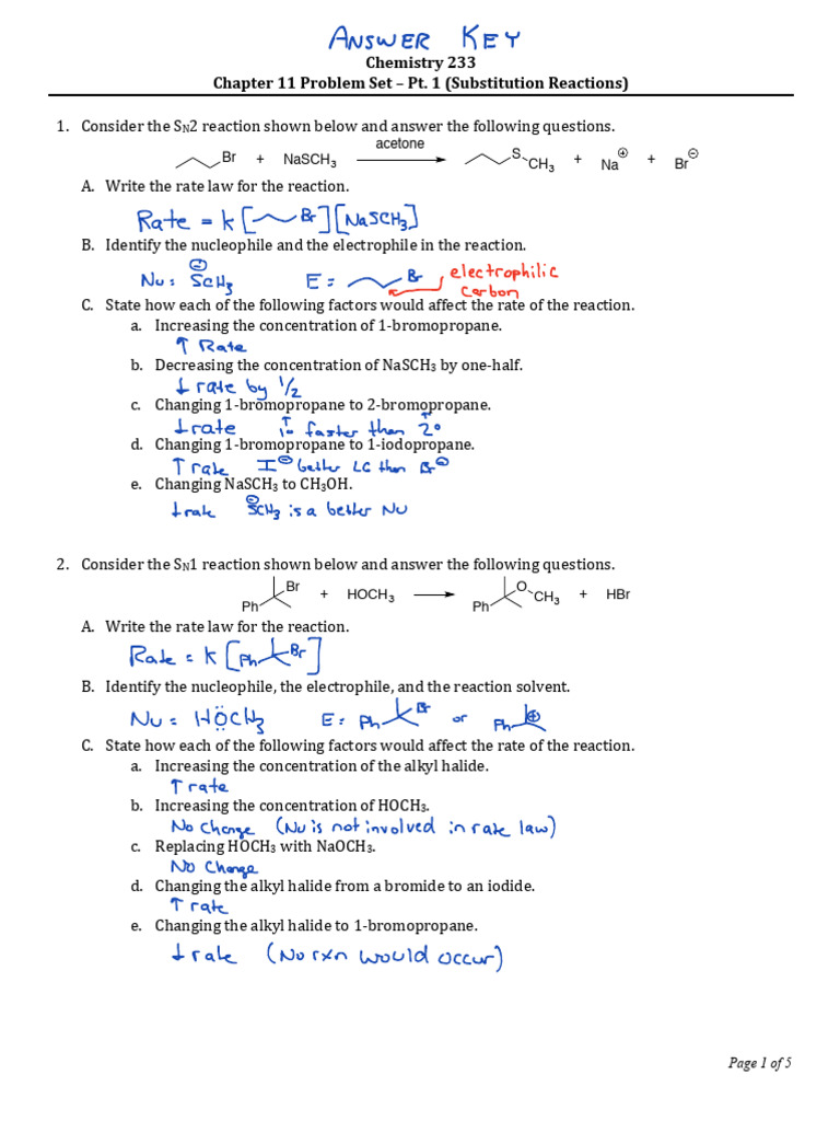Ch 11 Problem Set - Pt1 - Key | PDF | Organic Chemistry | Chemistry