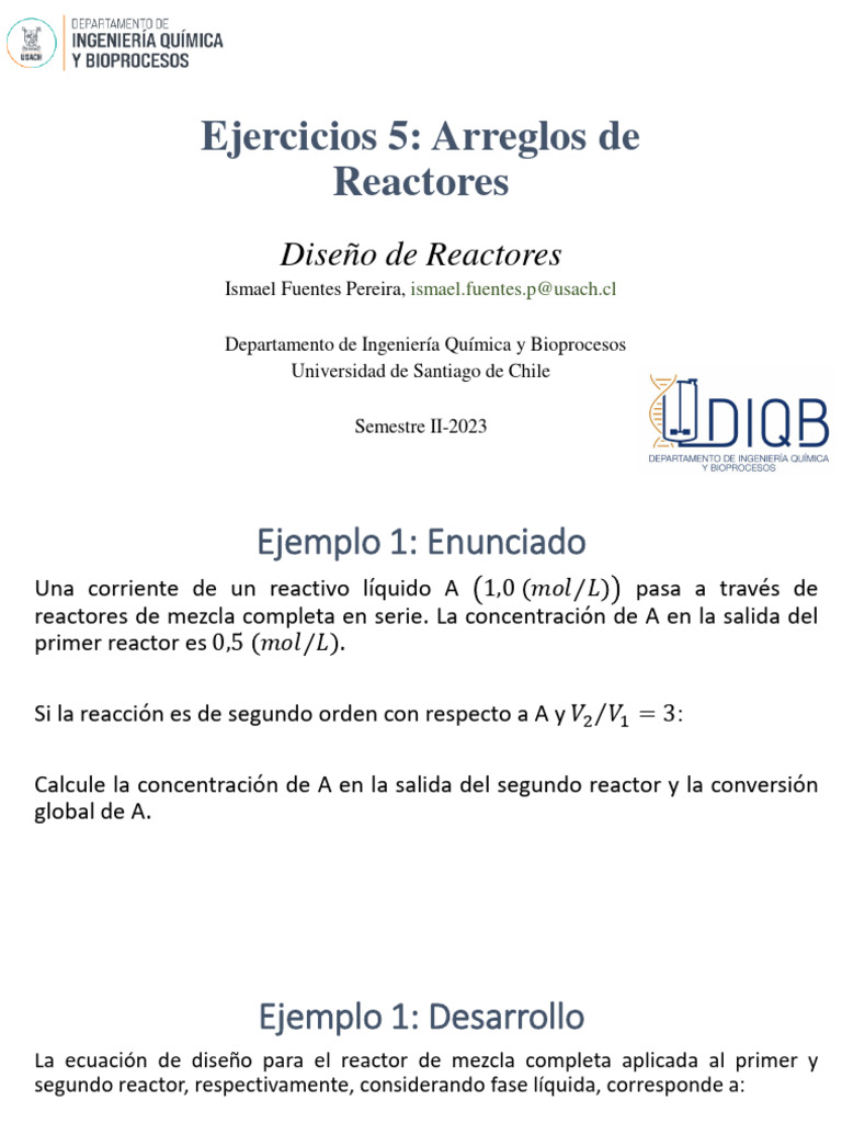 05E-Arreglos de Reactores | PDF | Reactor Quimico | Cinética química