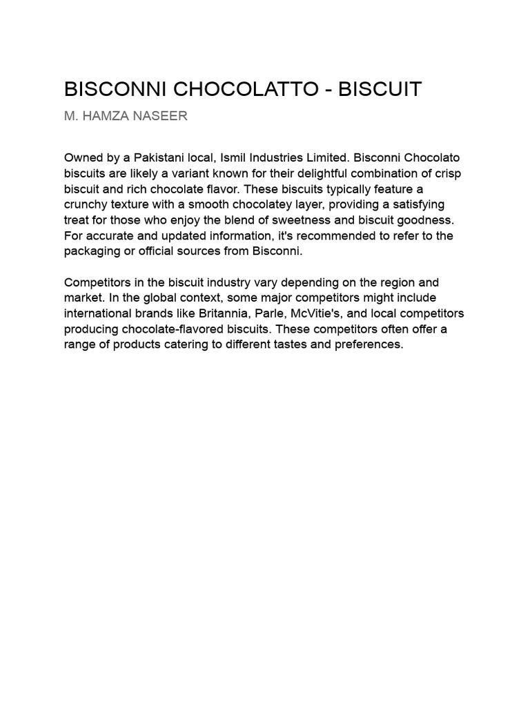 Bisconni Chocolatto - Biscuit | PDF