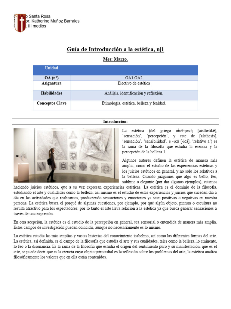 Guía de Estética para III Medios | PDF | Estética | Cognición