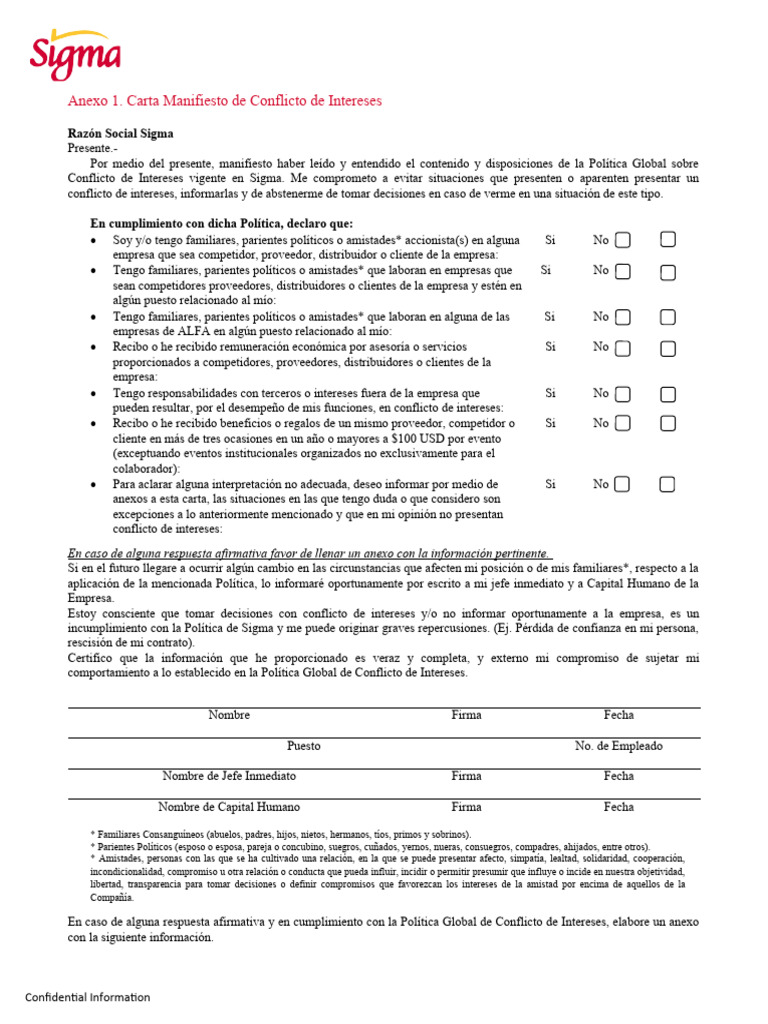 Conflicto de Intereses-004-Jul22-Anexo 1 | PDF | Business