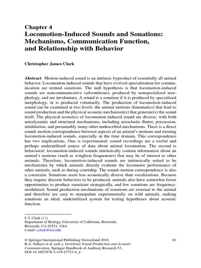 Locomotion-Induced Sounds and Sonations: Mechanisms, Communication ...