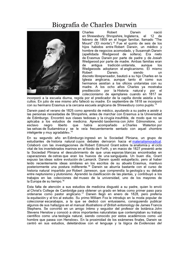 Biografía de Charles Darwi1 | PDF | Charles Darwin | Science