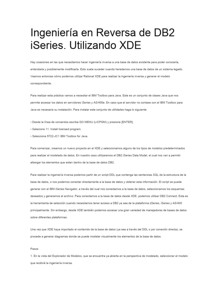 Ingeniería en Reversa de DB2 Iseries | PDF | SQL | Bases de datos