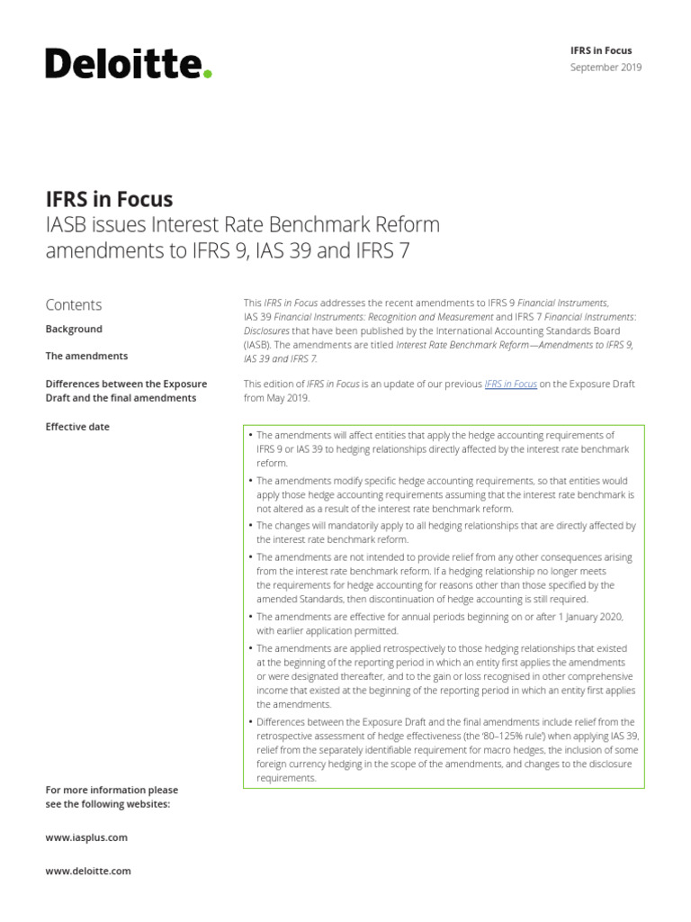 IFRS in Focus - Interest Rate Benchmark Reform | PDF | International ...
