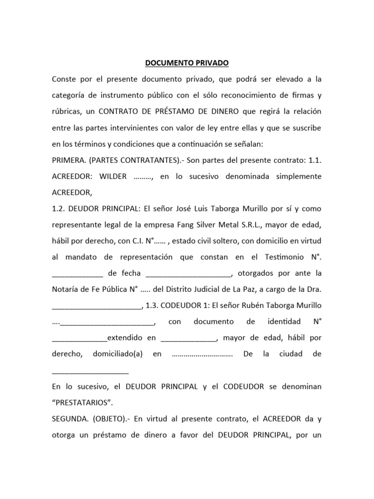 Conste Por El Presente Documento Privado | PDF | Pagos | Crédito