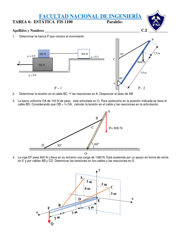 Tarea 8 Estática | PDF | Fricción | Ingeniería mecánica